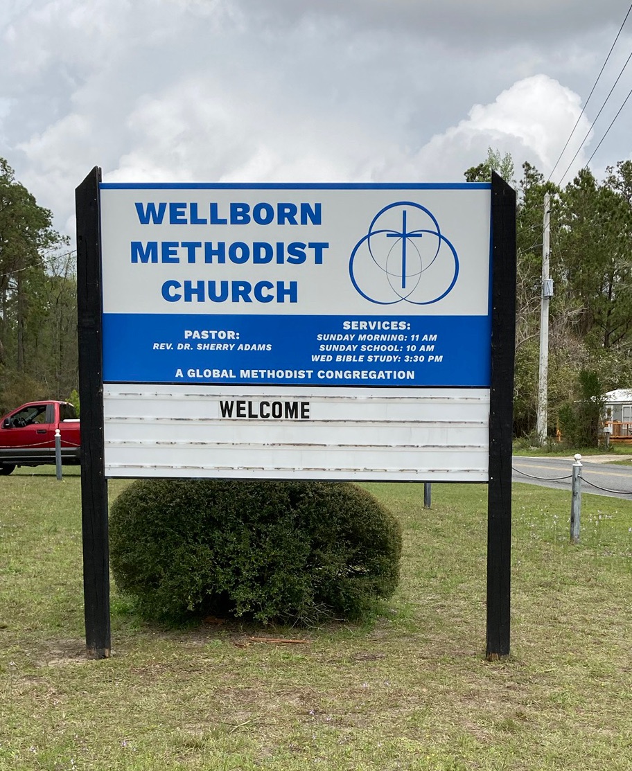 We have a new sign! – Wellborn Methodist Church–Wellborn, Florida